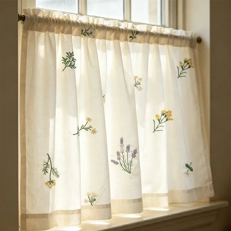 Хлопковые винтажные шторы с цветочным узором Boho 1Panel W140XH120cm, lavender