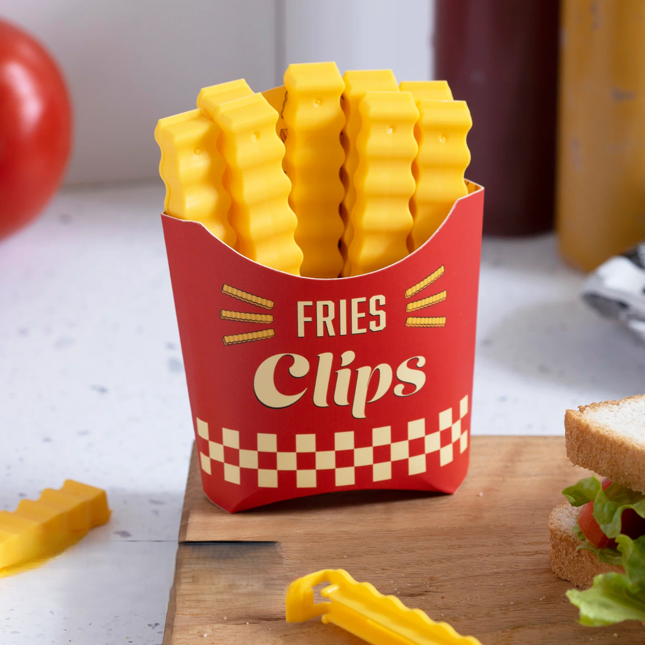 Магнитная органайзер-коробка Fries Clips с пластиковыми зажимами для герметизации пакетов и упаковок