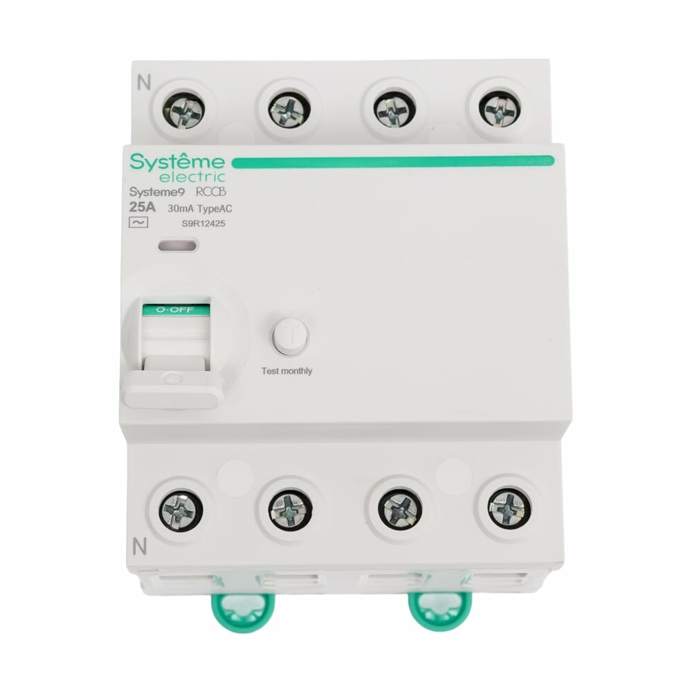 Выключатель дифференциального тока (ВДТ) Systeme Electric Systeme9 25 A, 4 P, 30 мА, Тип-AC, 400 В S9R12425