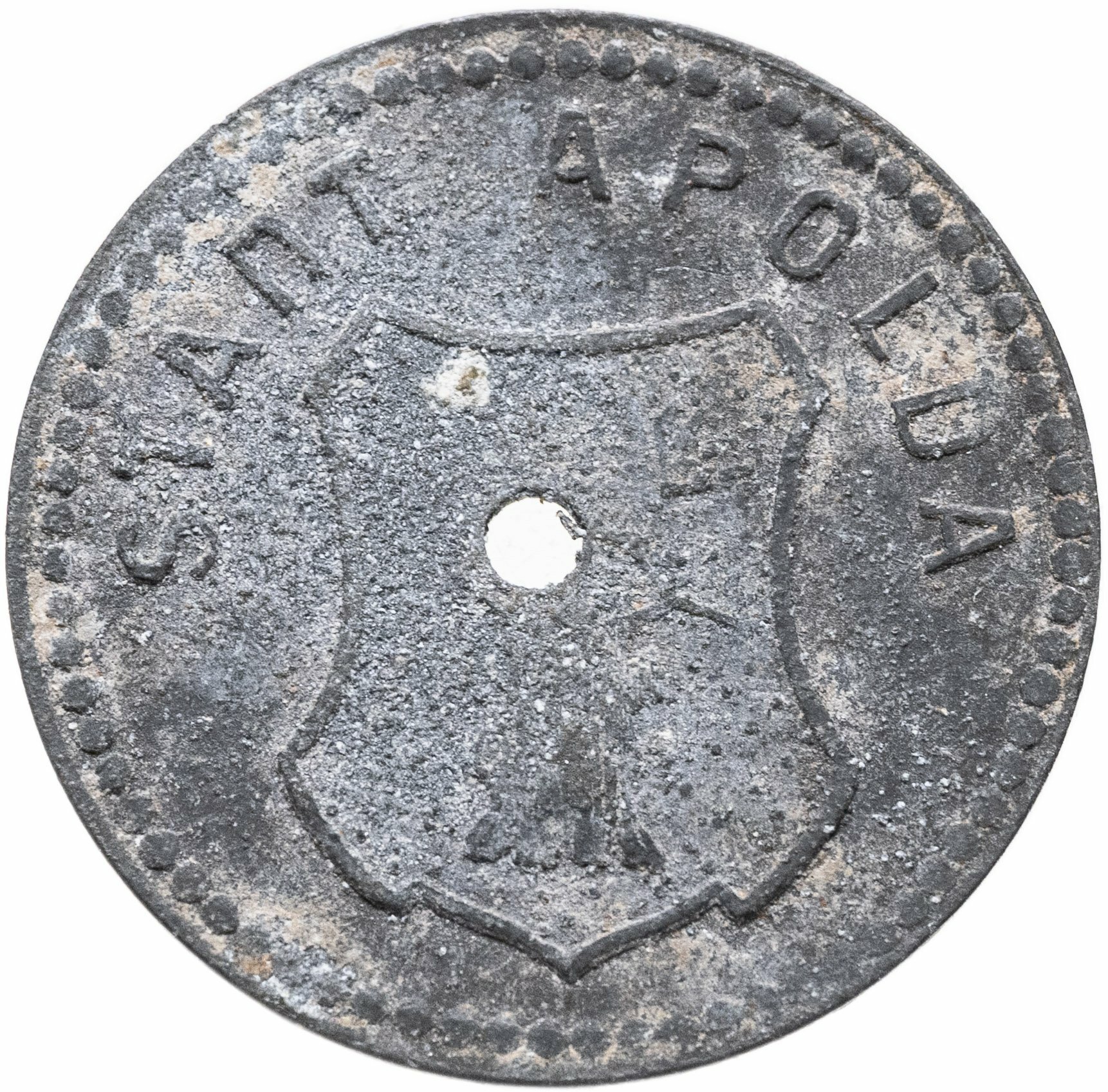 Германия "Апольда" 5 пфеннигов 1918 нотгельд, Цинк, в сохранности F-VF