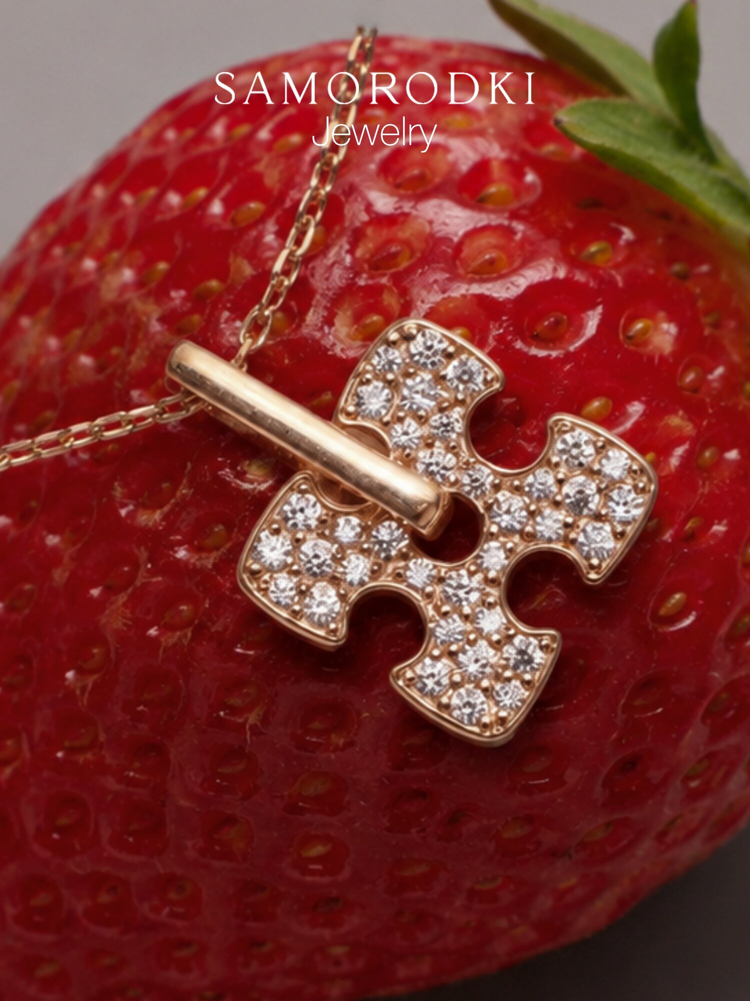 Колье SamoroDki Jewelry, серебро, 925 проба, золочение, фианит, длина 40.5 см., белый/золотистый — фото 1