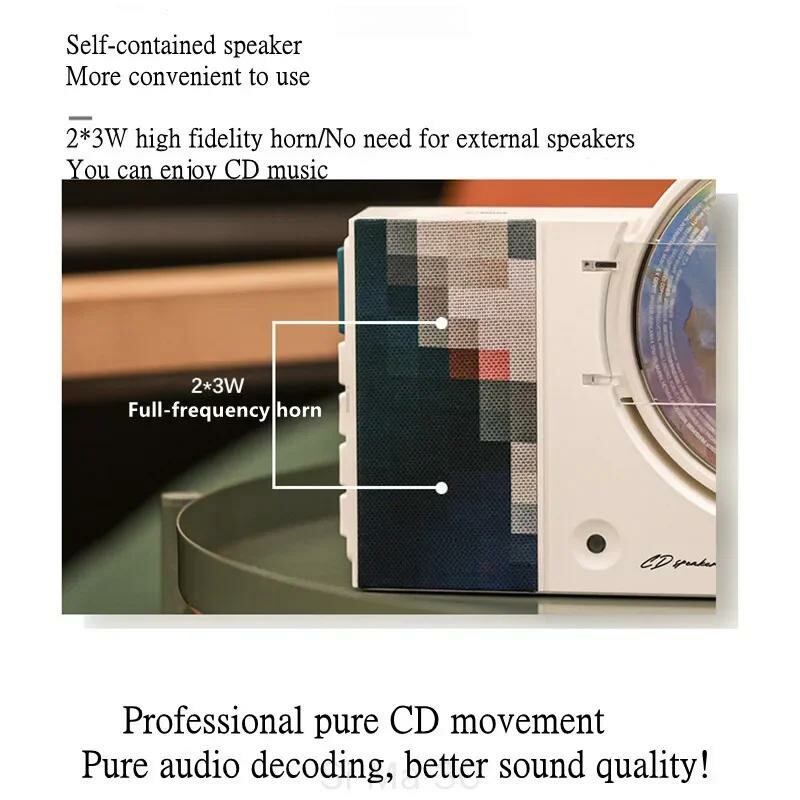 Портативный ретро CD-плеер 4000 мАч, Bluetooth, Hi-Fi звук, динамики, настенное и настольное крепление, музыкальный CD-плеер с пультом дистанционного управления
