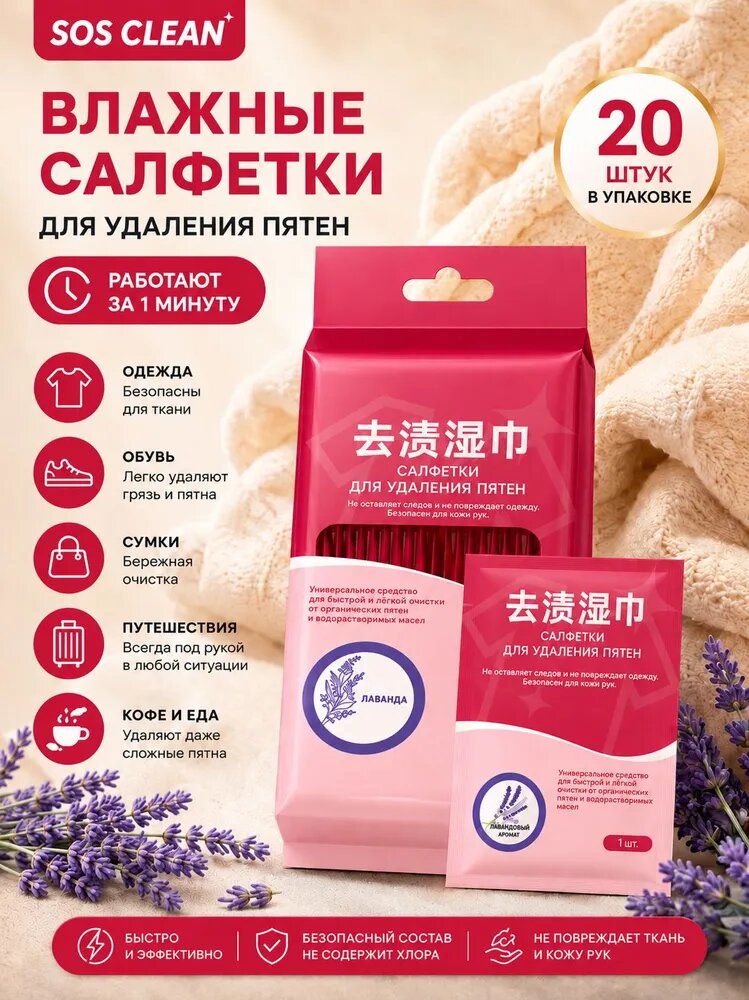 Средство для ухода за одеждой Салфетки влажные для одежды