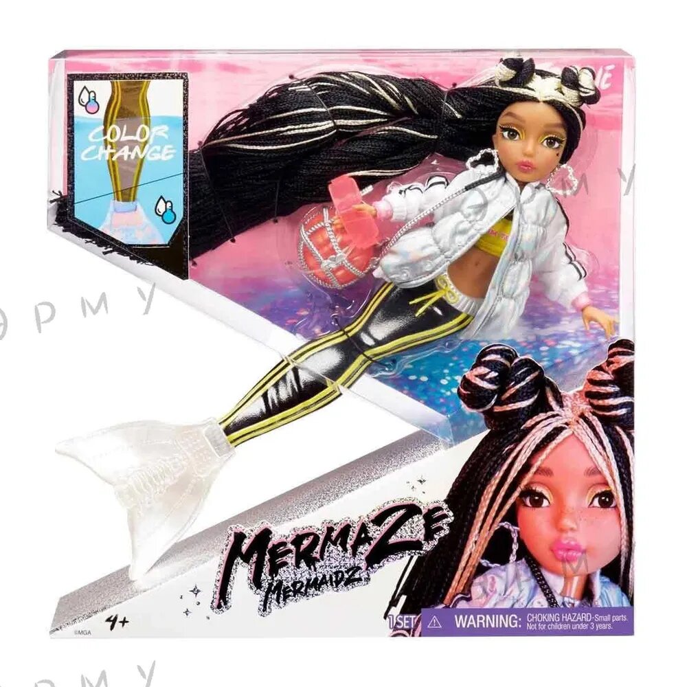 Цзинъянь-MGA Entertainment Mermaze Mermaidz Color Change / Стильная подвижная кукла-русалка, меняющая цвет, с детальными аксессуарами для детей от 5 лет и старше.