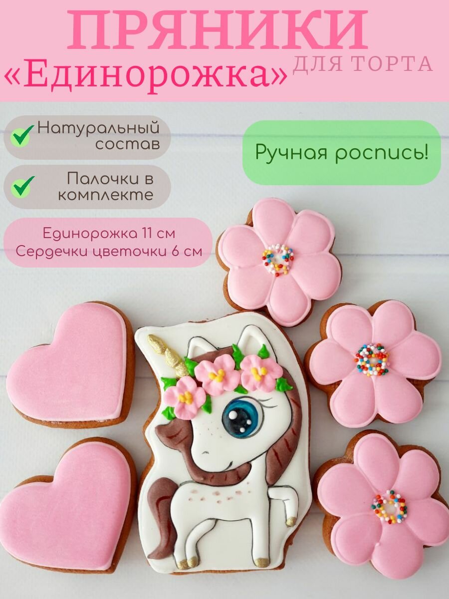 Пряники, топперы для торта Единорожка #1
