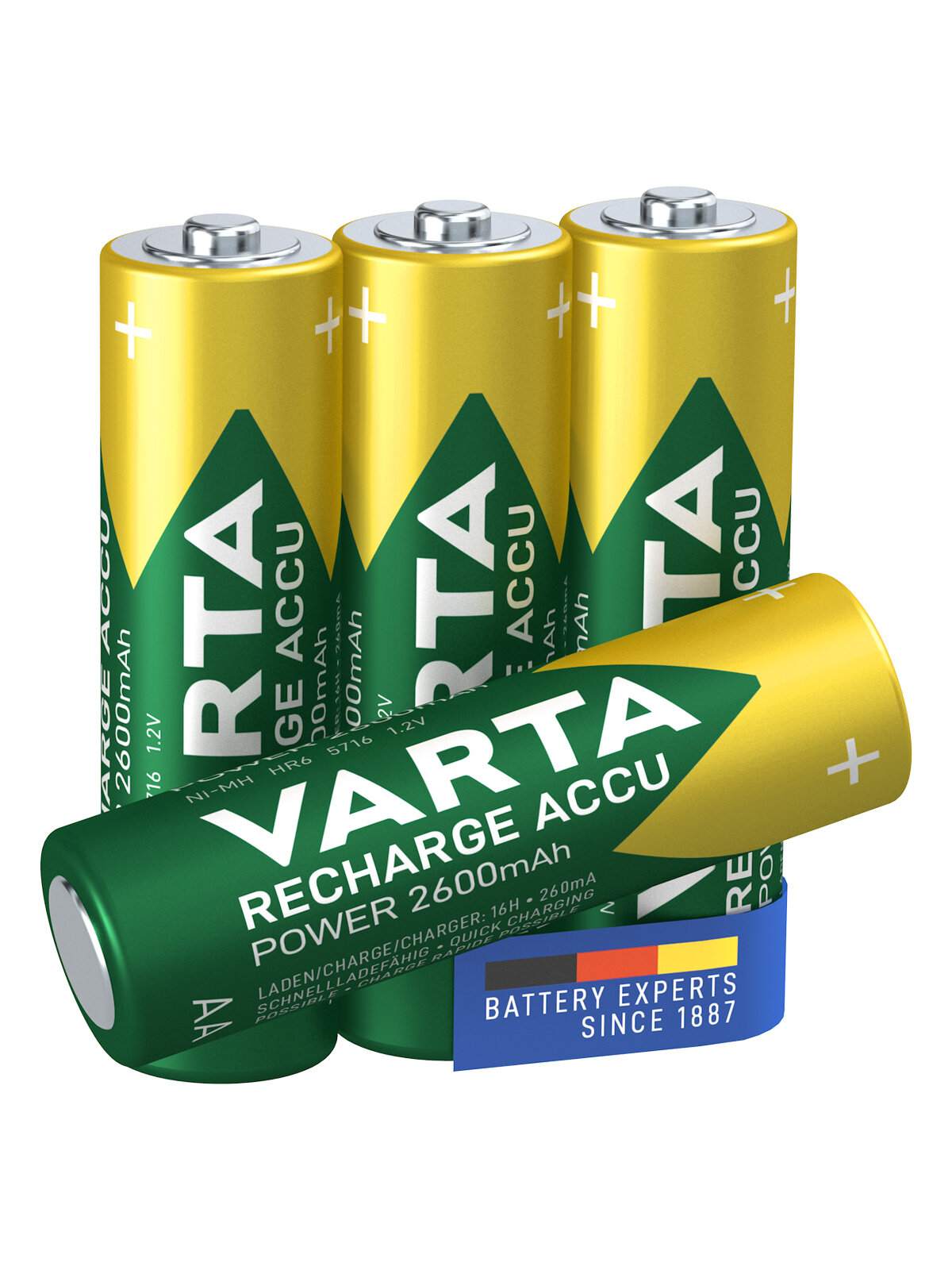 Аккумуляторные батарейки АА VARTA RECHARGE ACCU POWER 2600 мАч 4 шт пальчиковые аккумулятор АА