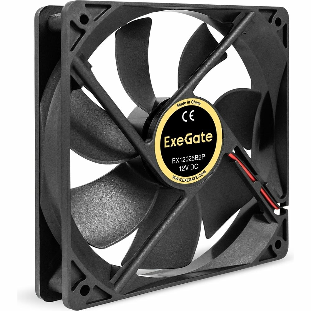 Вентилятор ExeGate EX12025B2P 12В DC, 120x120x25 мм, 2-Ball двойной шарикоподшипник, 2pin, 1550RPM, 25dBA 295242