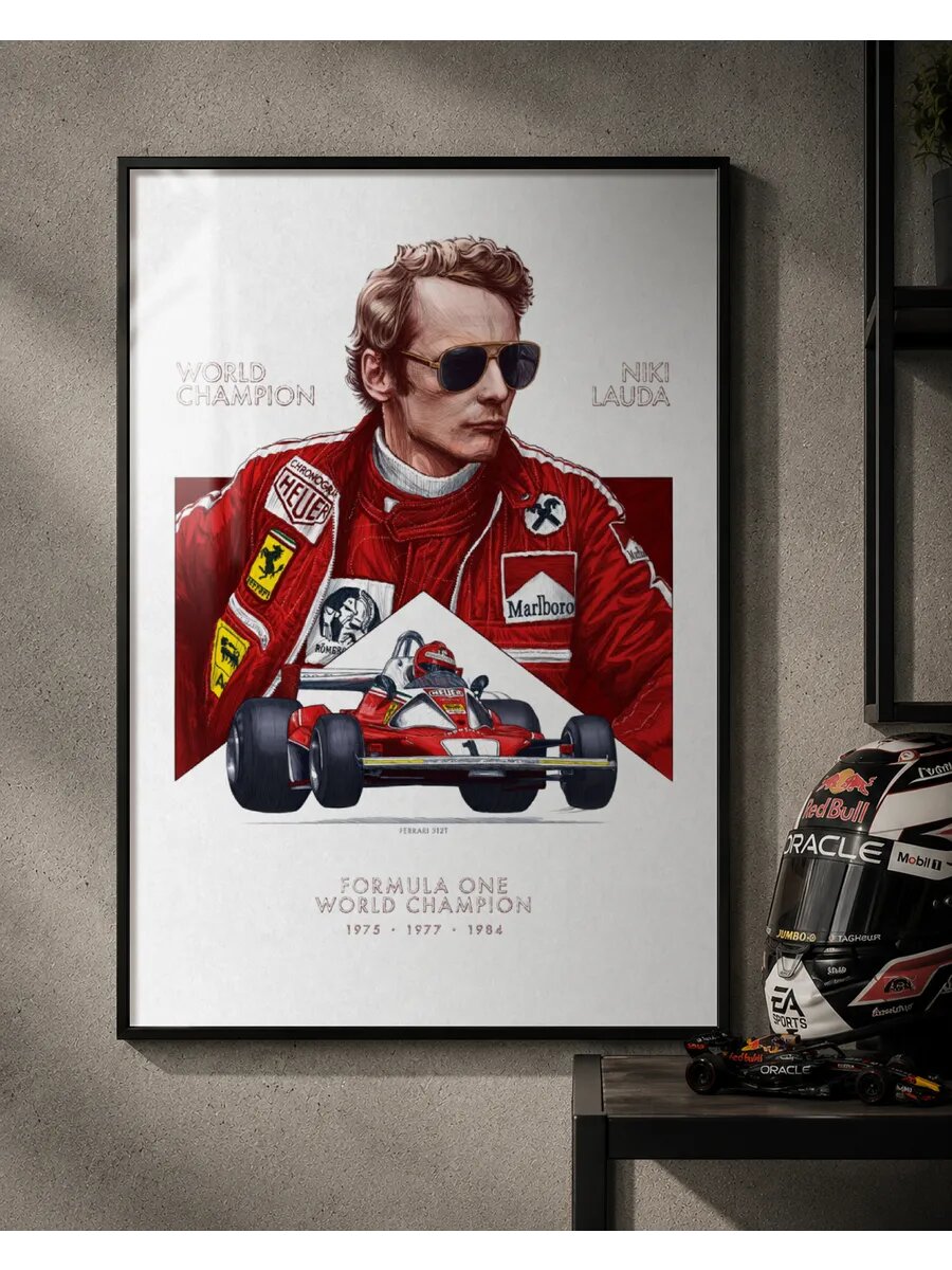 Постер Лауда A3 42X29.7см. Niki Lauda Формула 1