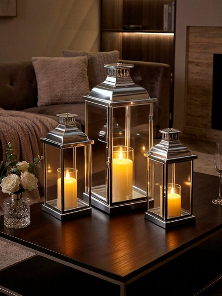 Набор декоративных фонарей Steel Light, металл, стекло, настольный, 3 шт