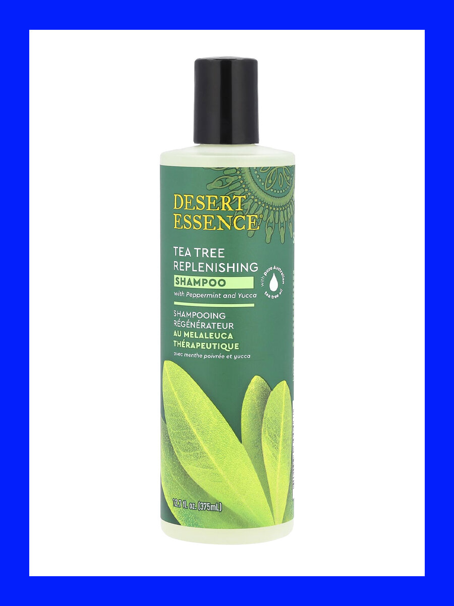 Восстанавливающий шампунь для волос, Desert Essence, перечная мята и юкка, 375 мл
