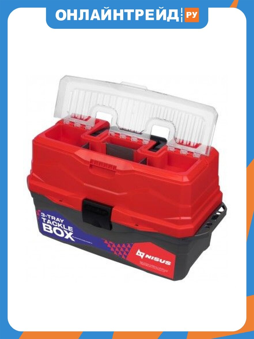 Ящик рыболовный Nisus Tackle Box трехполочный красный (для снастей)
