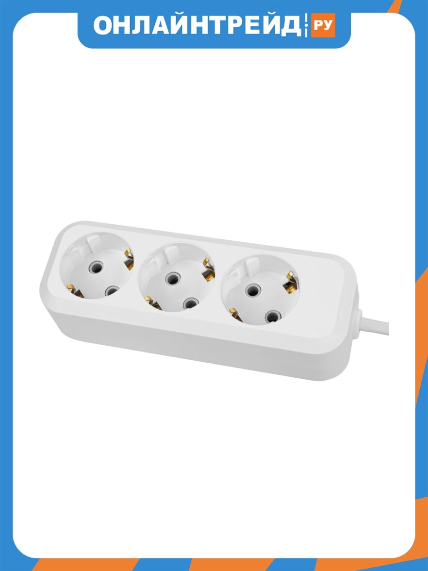 Удлинитель Tdm Electric 3 гнезда, 7 метров, с/з, 10 А, 2400 Вт, белый, Народный, SQ1303-1043