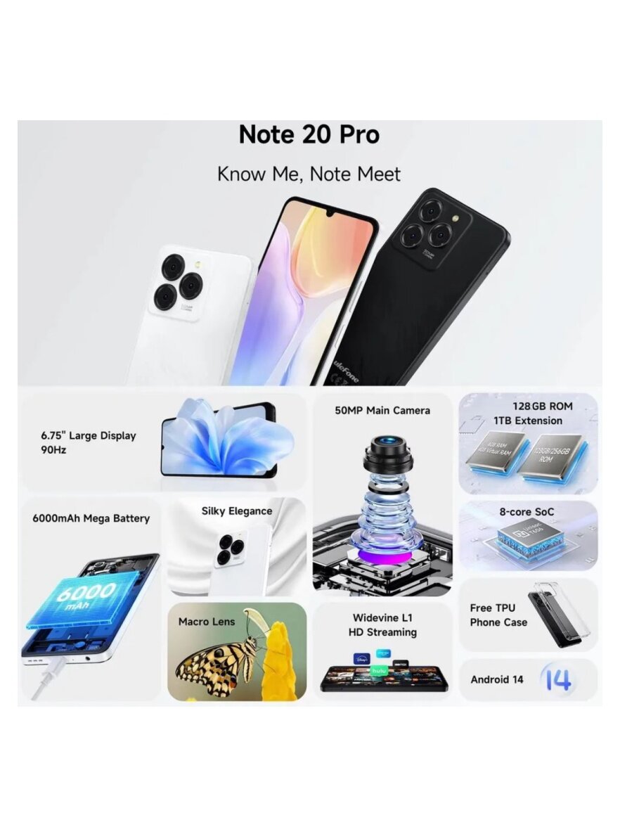 Смартфон Ulefone Note 20 Pro 4/128GB Черный — фото 1