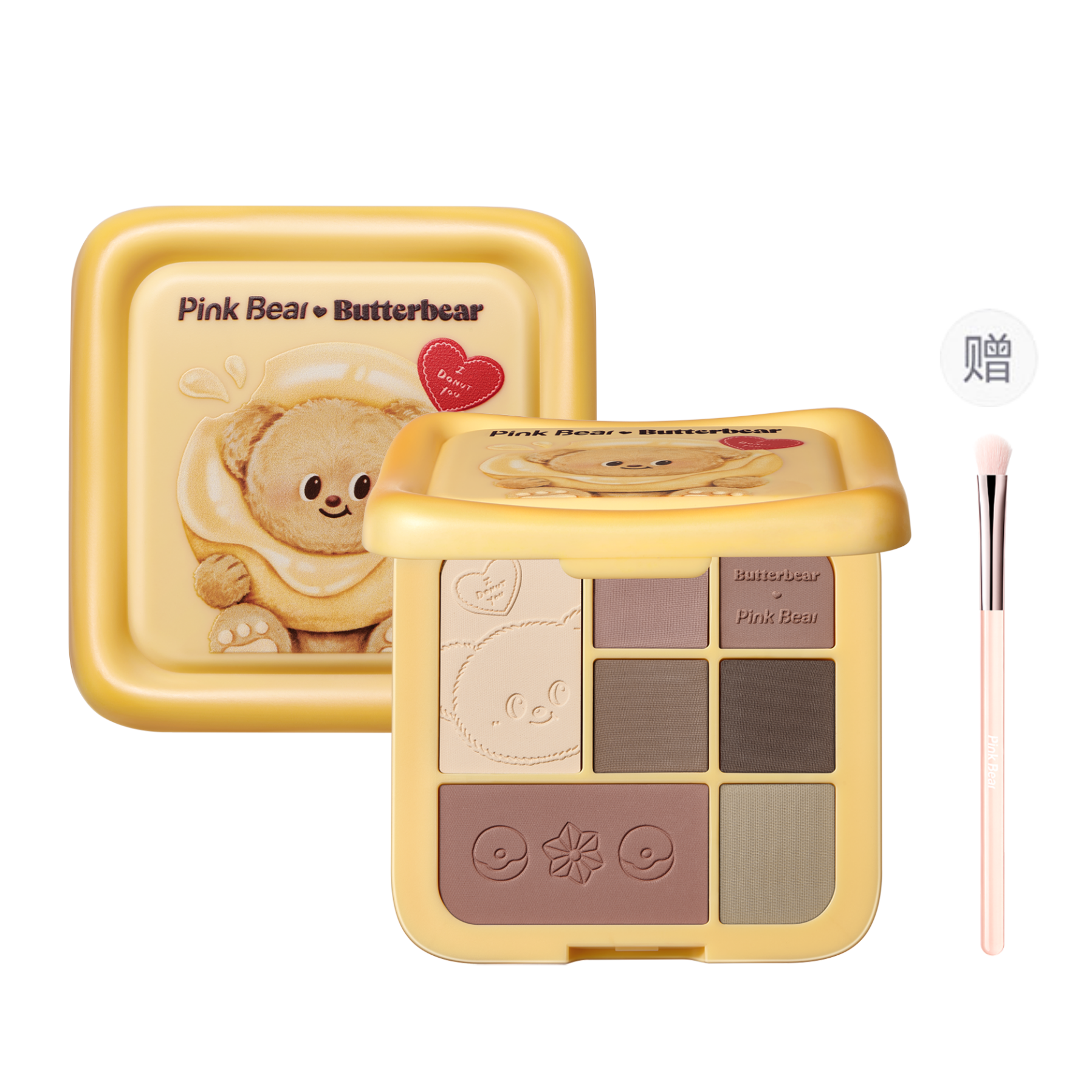 Палетка теней женская Pink Bear Piko Bear X Butter Bear Collaboration Seven Colors Eye Shadows, оттенок 02 Sleepy Little Theater