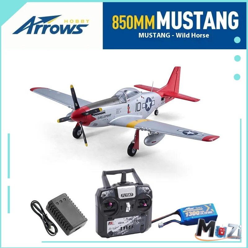 Модель самолета Arrows 850mm Mustang Wild Horse RTF-With Vector