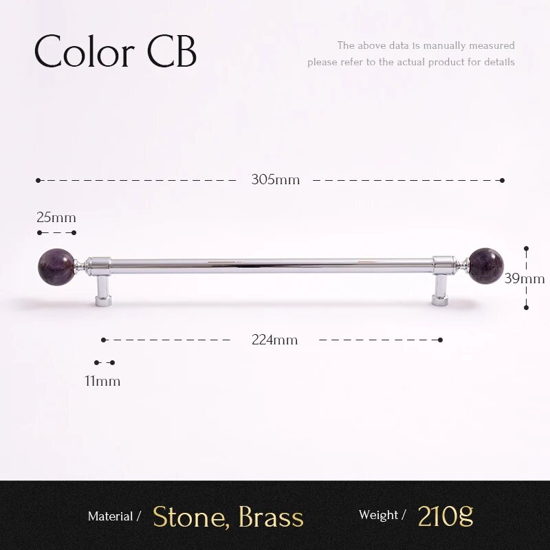 Сантая Ручки для шкафов из латуни с хрусталем CB-224.25-Purple