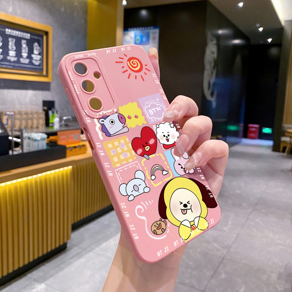 Мягкий чехол для Samsung Galaxy A36 5G в южнокорейском стиле с изображением BTS BT21 и защитным чехлом для объектива.