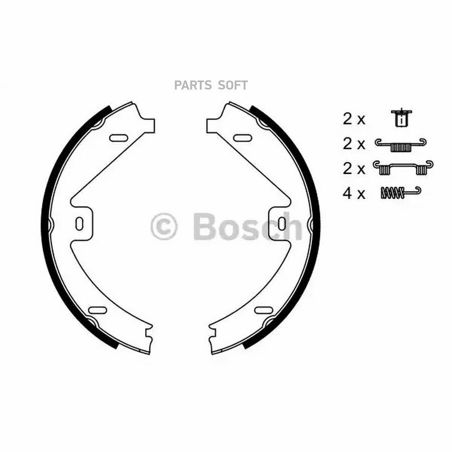 Колодки тормозные барабанные MB: C-CLASS 11-, CLS 11-, CLS Shooting Brake 12-, E-CLASS 09-, E-CLASS T-Model 09-, GLK-CLASS 08- BOSCH 0986487752 | цена за 1 шт