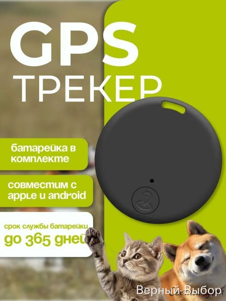 Подвеска для ошейника домашнего животного черное GPS - трекер маячок слежения для Android и iOS