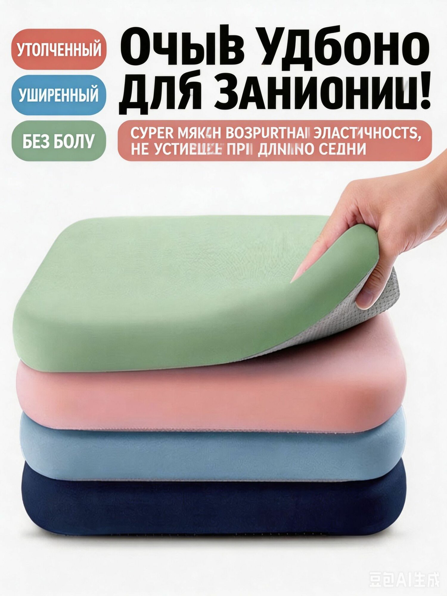 Подушка на стул "Ультрастеп", 40 x 40см, черная, наполнитель спонж