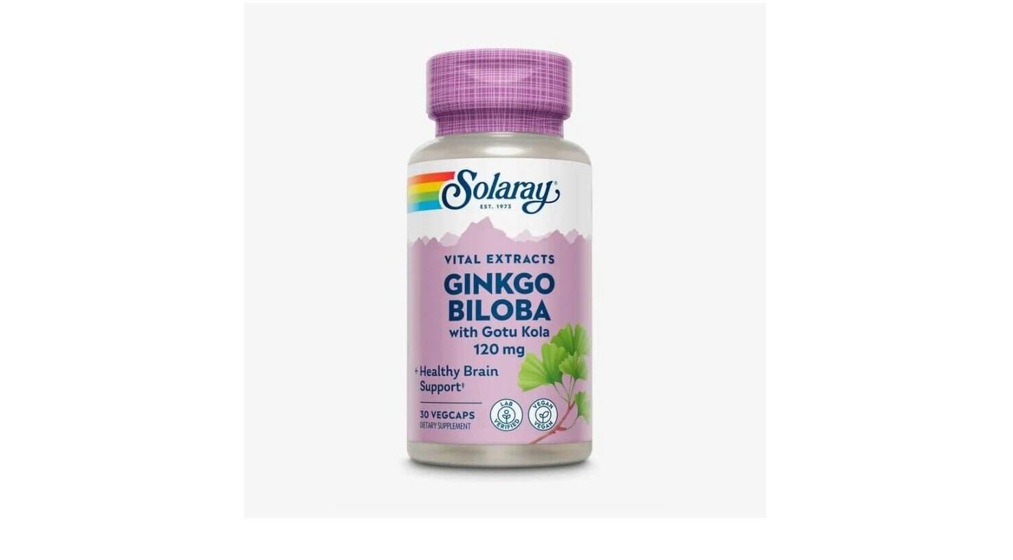 Solaray Ginkgo Biloba Extract 120 mg Gotu Kola (Гинкго Билоба и Готу Кола 120/180 мг) 30 вег капс (Solaray)