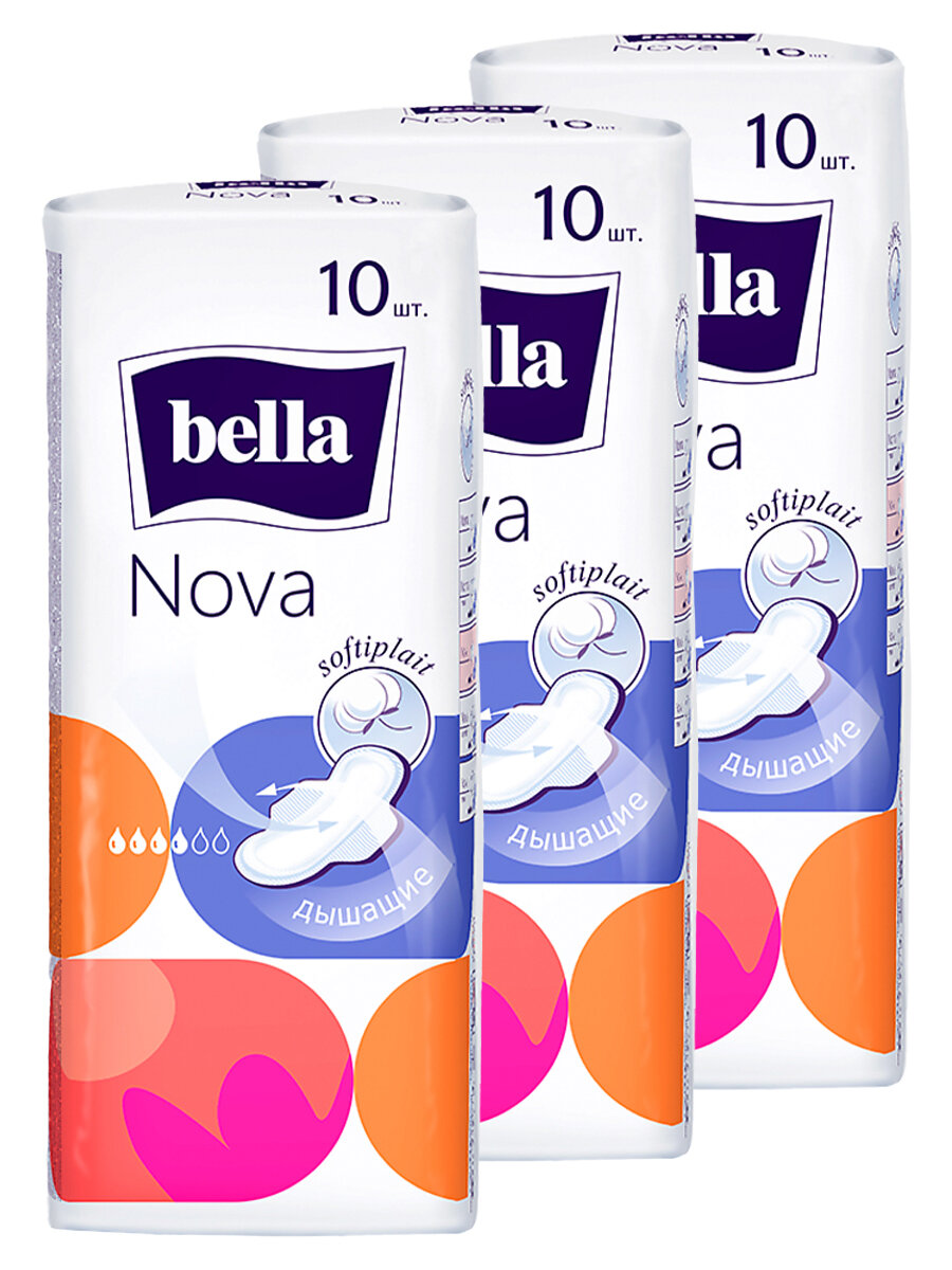 Bella Прокладки женские гигиенические softiplait 4 капли 3х10 шт