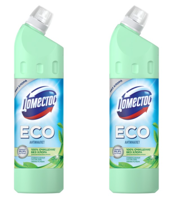 Доместос Чистящее средство, ECO Свежесть моря, мята, ирис, пачули 750мл, 2шт