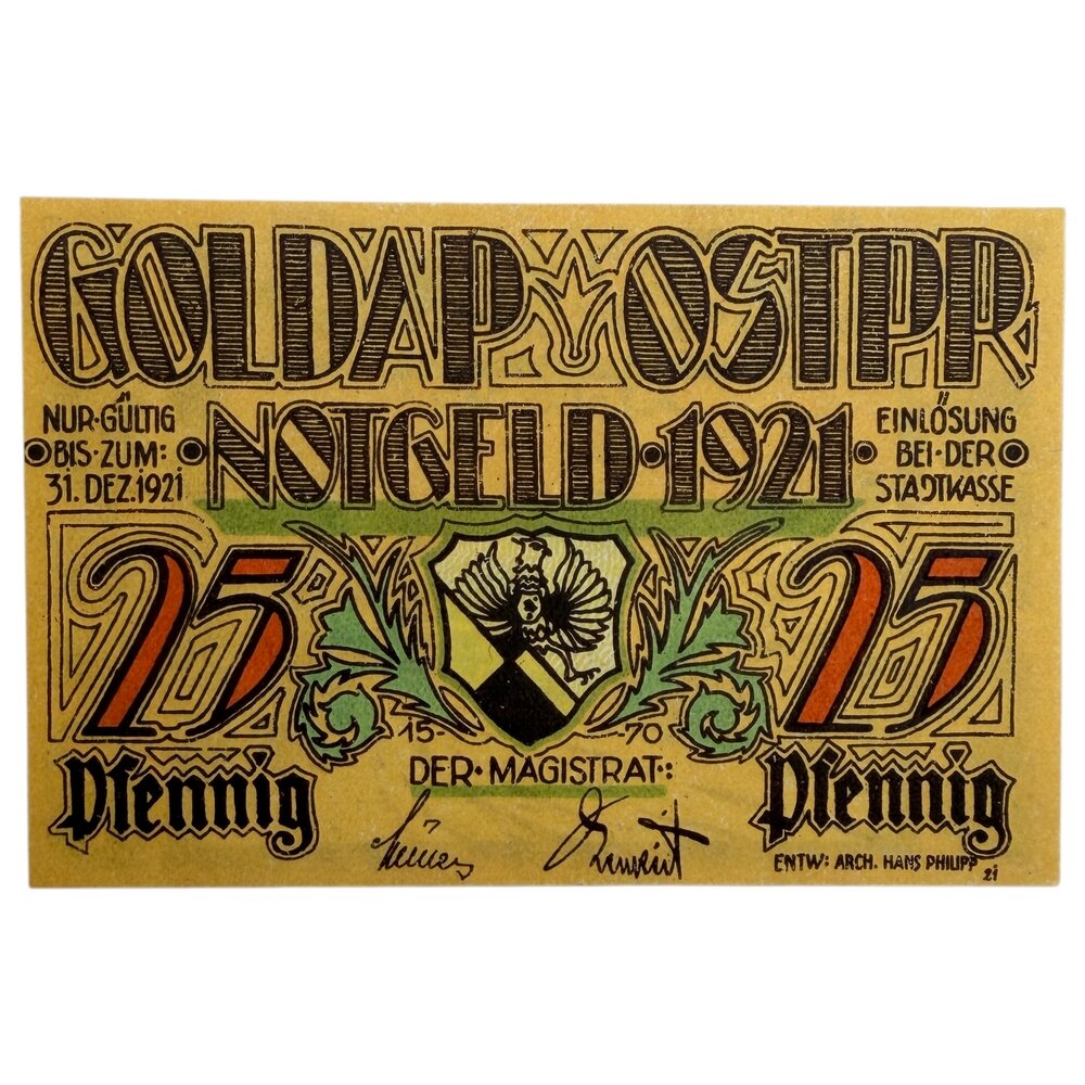 Германия (Веймарская республика) Голдап 25 пфеннигов 1921 г.