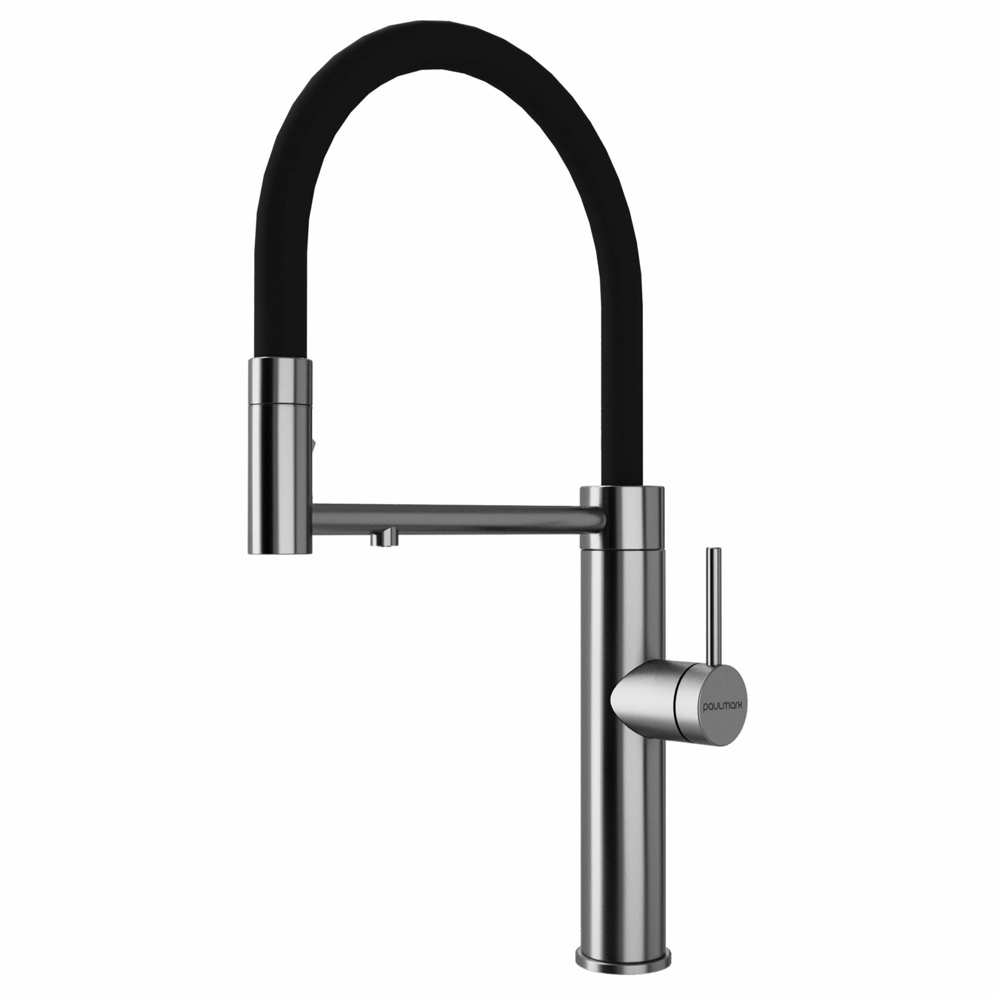 Смеситель для кухни с гибким изливом PAULMARK GANYMEDE (Ga213199-BS) с подключением к фильтру, брашированная сталь