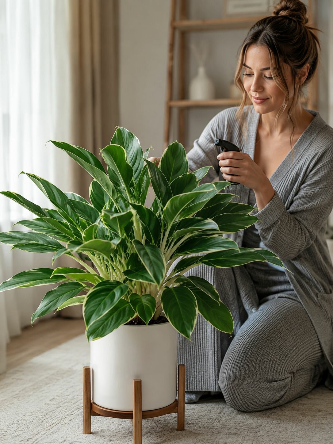 Аглаонема Вайт Лайм (Aglaonema White Lime) D12см, живой цветок