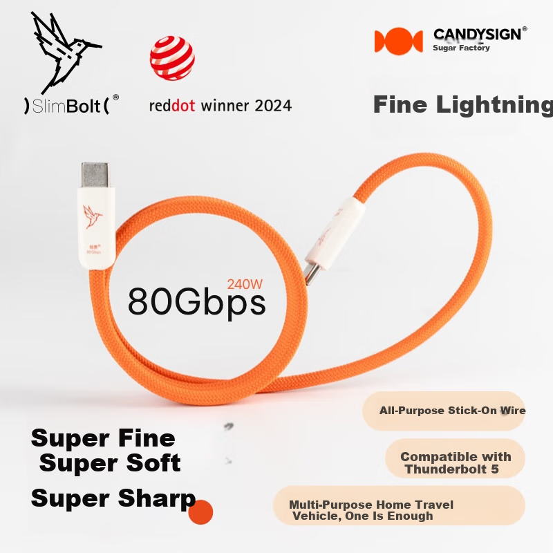CANDYSIGN совместимый кабель Thunderbolt 5 USB4 Type-C 240 Вт быстрой зарядки для iPhone 17/16 с поддержкой 16K