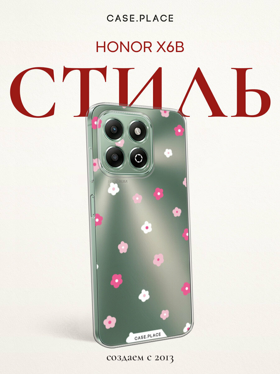 Чехол на Honor X6b / Хонор X6b с принтом "Весенние цветочки рисунок", прозрачный