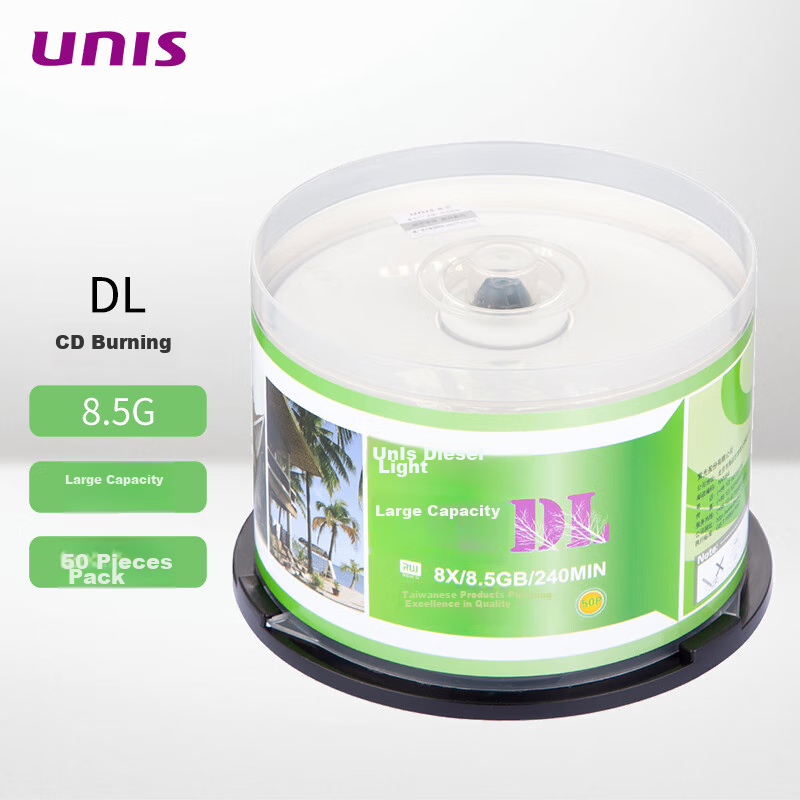 UNIS DVD+R DL Диски 8.5ГБ 8x Скорость Односторонние Двойной Слой 50 шт в Упаковке Пустые Оптические Диски