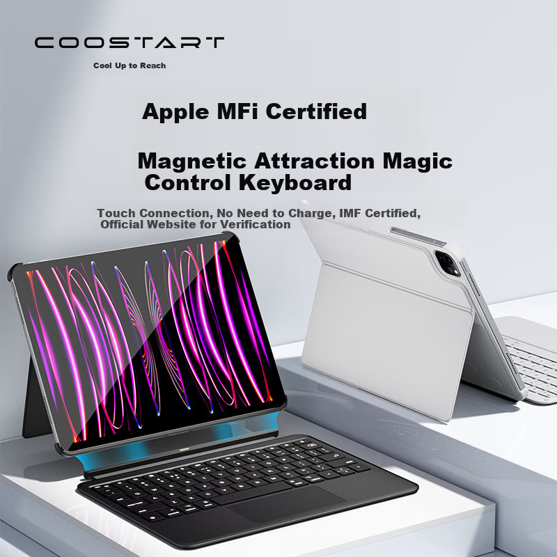 COOLSTART Магнитная клавиатура с двусторонним креплением для iPad Air 7/6/5/4 и Pro 2018 10.9/11 дюймов черный