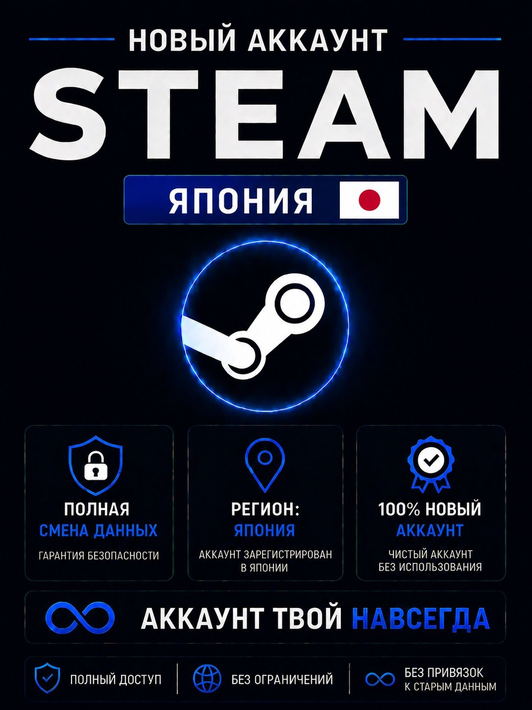 Новый пустой аккаунт Стим (регион Япония) — Аккаунт | Steam-Стим | ПК | Windows