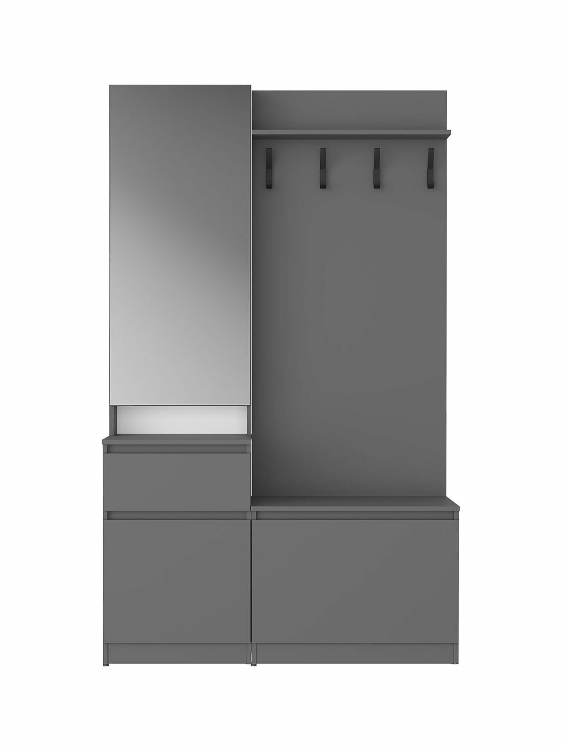 Прихожая комплект Таргет с зеркалом, с полками, с ящиками, 120.2х37.3х200 см, Графит