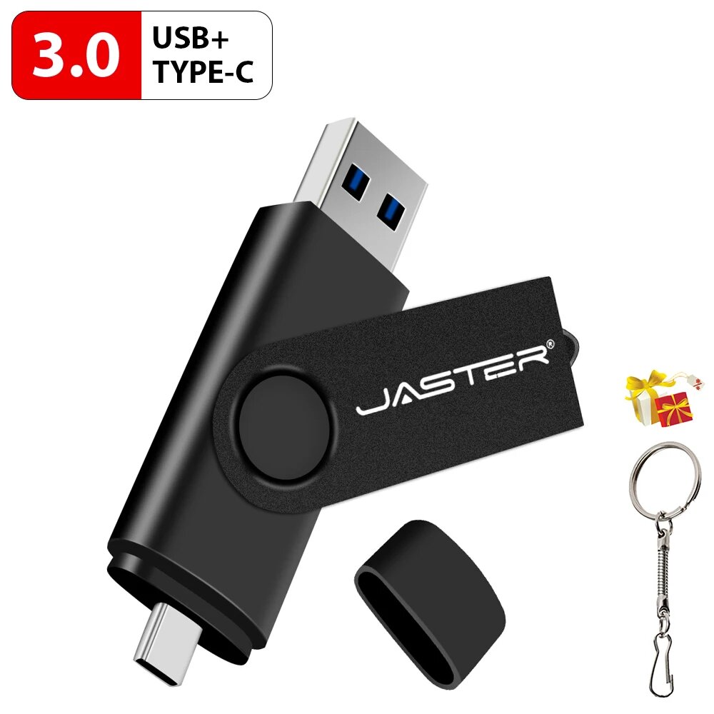USB флешка JASTER TYPE-C 128ГБ Черный, 64 GB, black