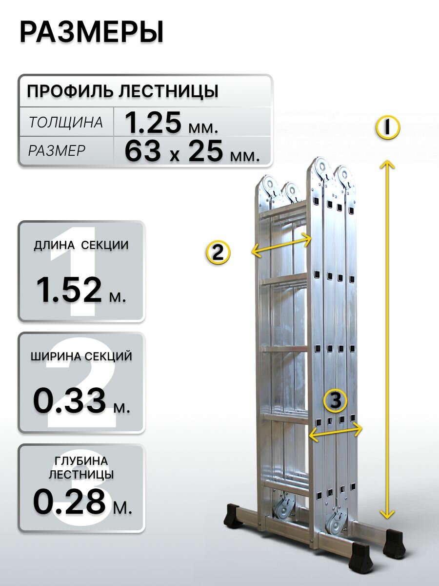 Лестница трансформер 4х5. Для работ на высоте, профиль 1,5 мм — фото 1