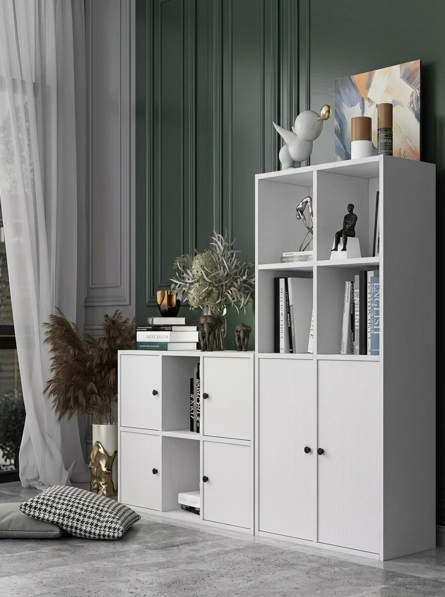 Стеллаж Билли Айден 2 Белый Фасадный 0101 NEW 162x30x128 см, GOODFORM