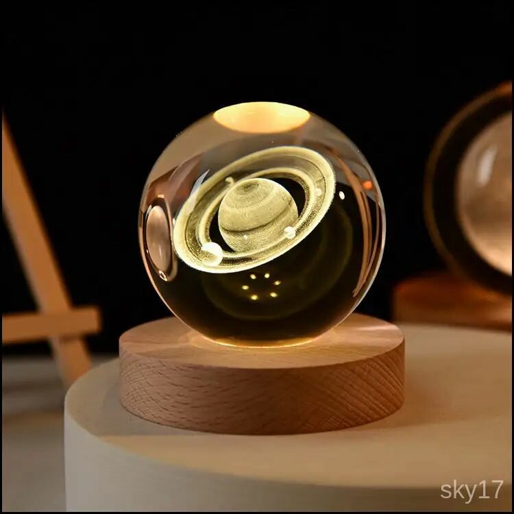 3D LED ночник "Космос" кристаллический шар с подсветкой, декоративная лампа, ночной светильник для дома и офиса, стильный подарок