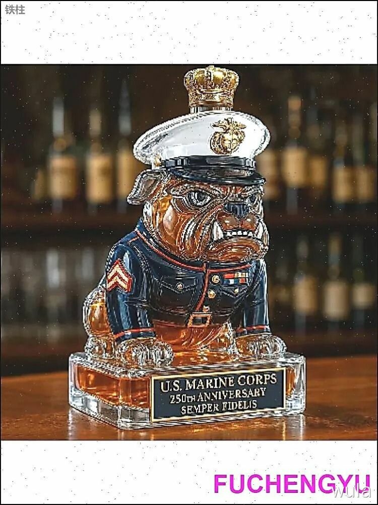 Бутылка 0.3 л US Marine Corps 250-й юбилей с собакой, 1 шт, для подарка, сувенир
