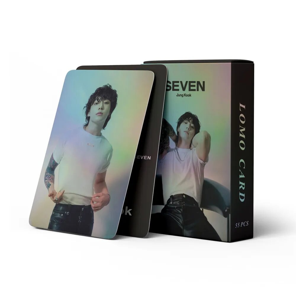 KPOP 55pcs/Box BTS JungKook голографические фотокарточки SEVEN KPOP лазерные LOMO карты