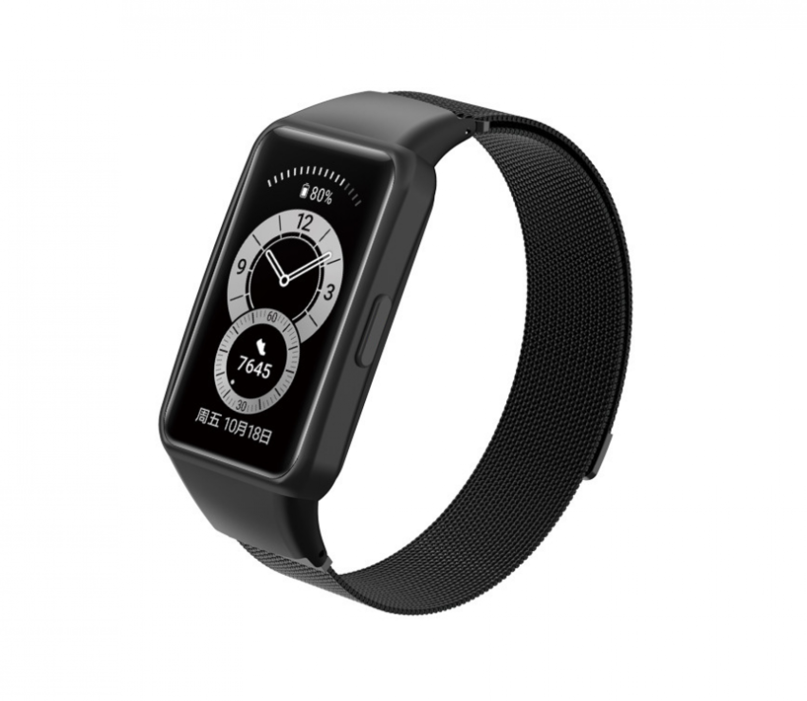 Сменный сетчатый ремешок MyPads Milanese для HONOR Band 6 из нержавеющей стали с магнитным замком черный