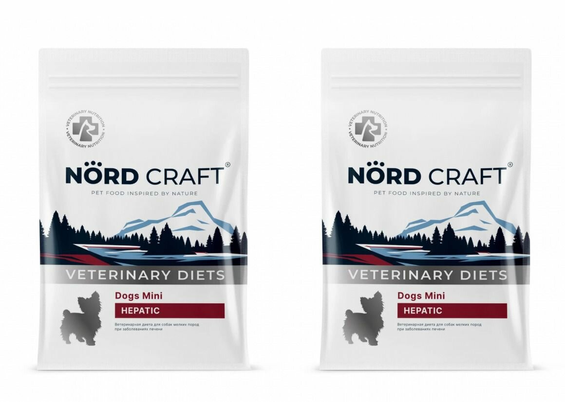 NORD CRAFT Корм сухой для собак мелких пород Dogs Mini Hepatic, при заболеваниях печени, 500 г, 2 уп