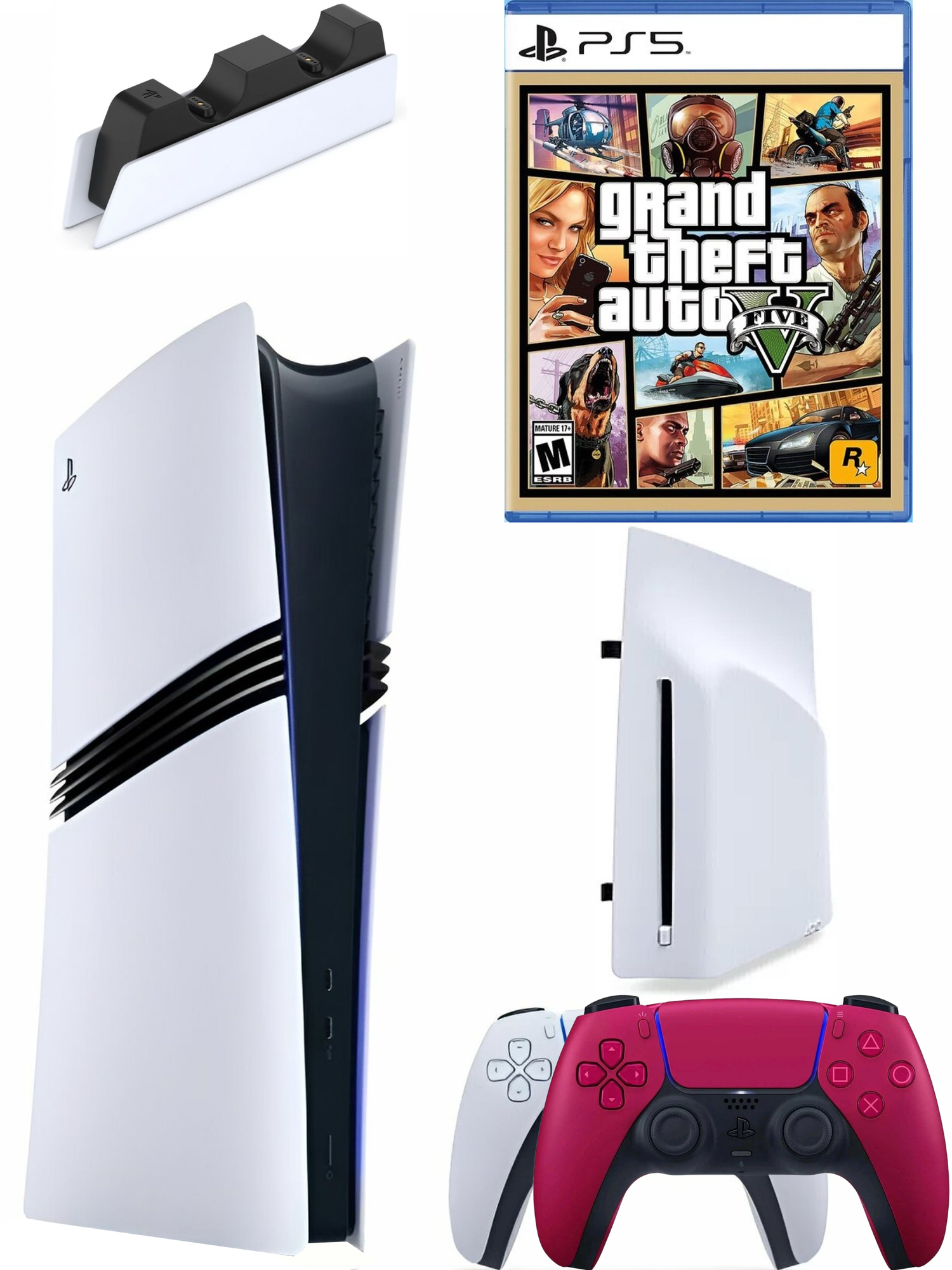 Игровая приставка Sony PS 5 Pro Digital Edition+Зарядная станция+ Дисковод +2-ой геймпад+GTA 5 ,2Tb SSD