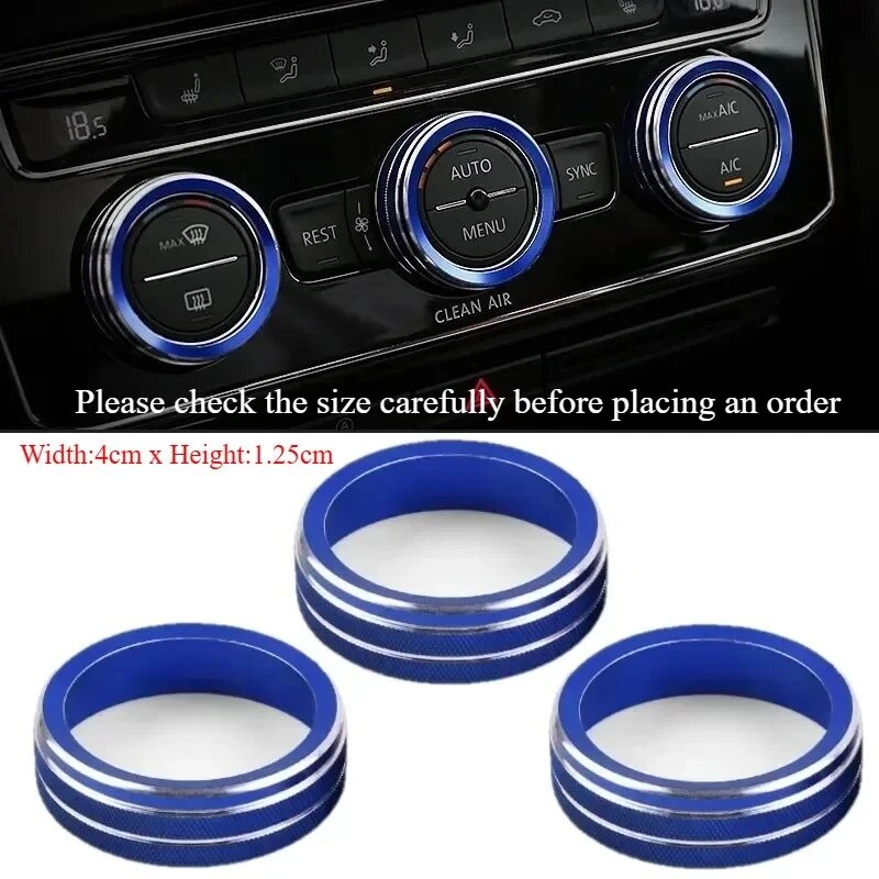 Кольца для кнопок управления климатом VW Blue 3pcs