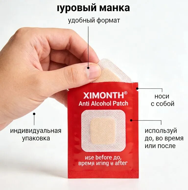 Пластырь против алкоголя XIMONTH Anti Alcohol Patch, снижает тягу и защищает печень, 10 шт