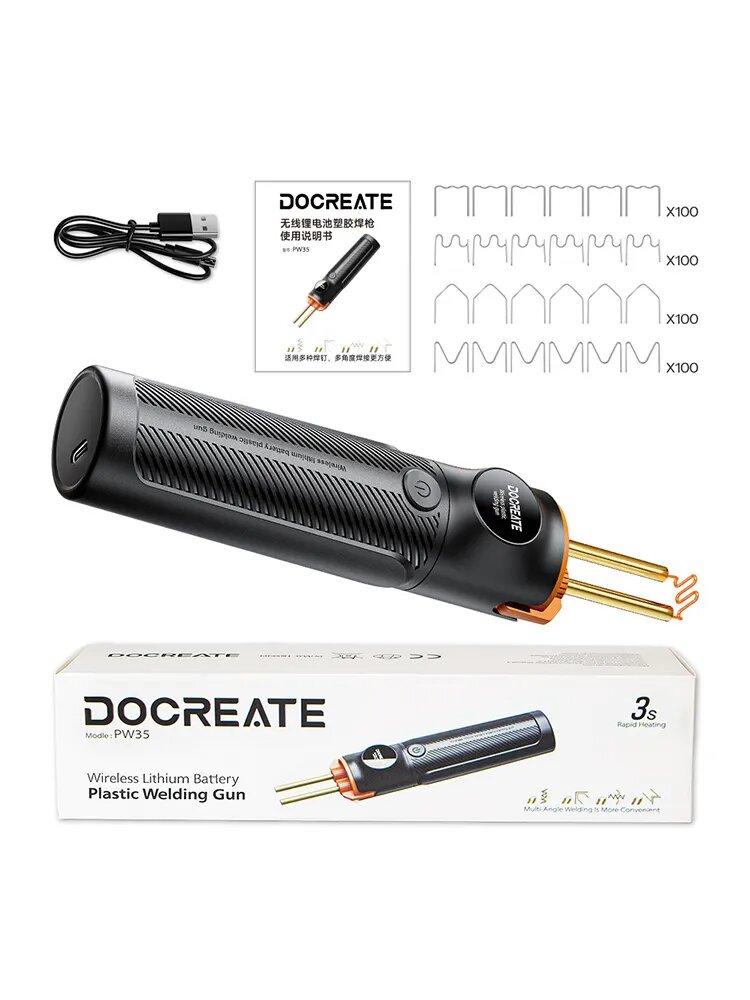 DOCREATE Паяльник 30 Вт, беспроводная литиевая батарея, PW35, черный матовый