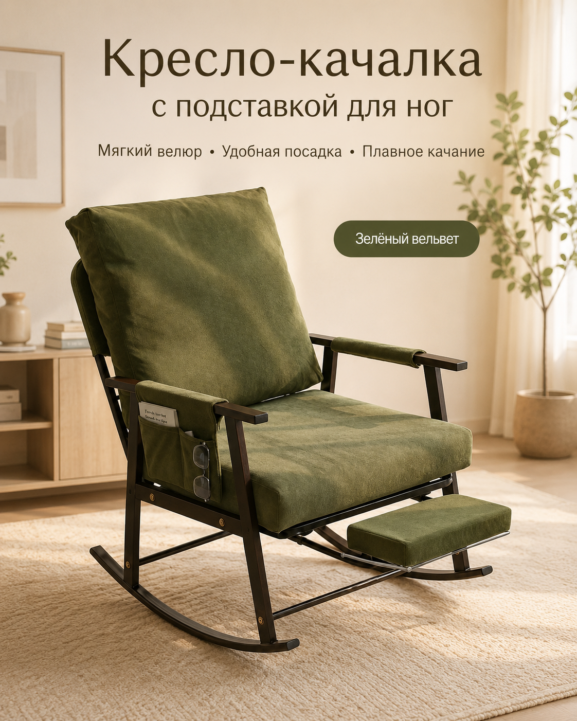 Одноместное кресло-качалка с глубоким креслом и ленивым диваном