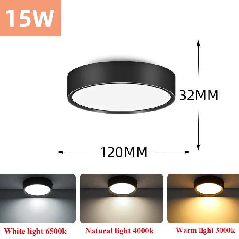 Потолочный светильник Morning Book LED 220В 3/5/10/15/25Вт Neutral White, Black 15W